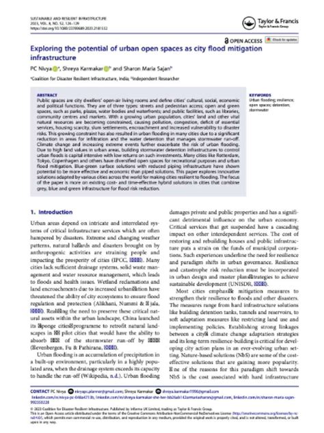 Exploring The Potential Of Urban Open Spaces As City Flood Mitigation