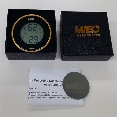 MIEO Round Digital Hygrometer Thermometer for Humidor HH654 with Clock ...