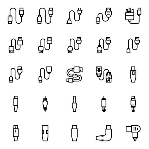 Outline Icons For Connectors And Cables 20410331 Vector Art At Vecteezy