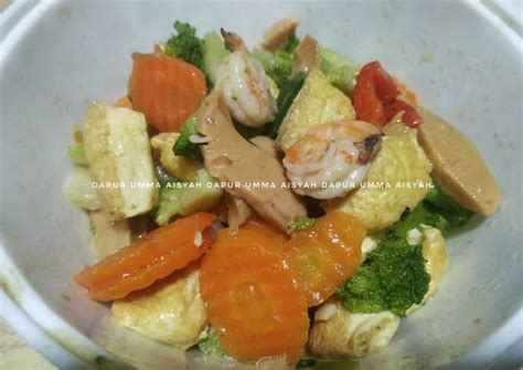 Resep Tumis Brokoli Udang Sosis Egg Tofu Dan Wortel Oleh Umma Aisyah Cookpad