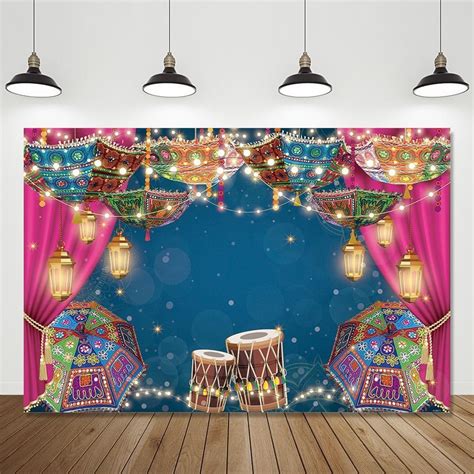 7x5ft Mehndi Night Photography Backdrop Indian Pooja Traditional Puja