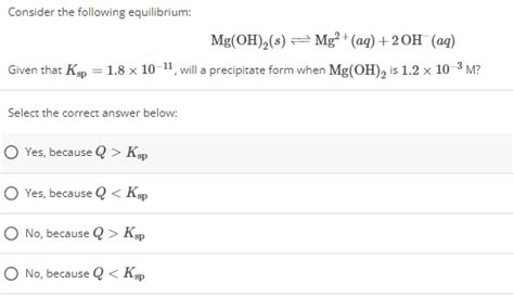 Solved Consider The Following Equilibrium Given That Ksp Chegg Com