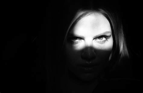 Premium Photo Woman In Shadow Female Serious Model With Shadows On Face Looking Seductive And