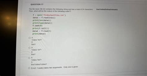Solved The File Inout File Fot Contains The Following String