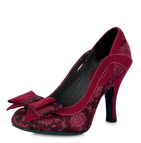 Ruby Shoo Ivy Red Jacquard Vintage High Heel Burgundy Court Shoes Uk Size 3 9 Prom Shoes