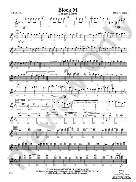 Block M Flute Flute Part Digital Sheet Music Download