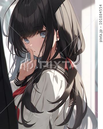 人差し指を口に当てて静かにしてのジェスチャーをする女子高生「ai生成画像」のイラスト素材 [101884554] Pixta