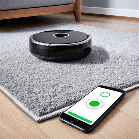 The Robot Vacuum Cleaner Is Controlled Via Wi Fi Via A Smartphone Stock