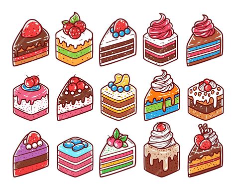 Premium Vector Cake Slice Vector Illustration Set
