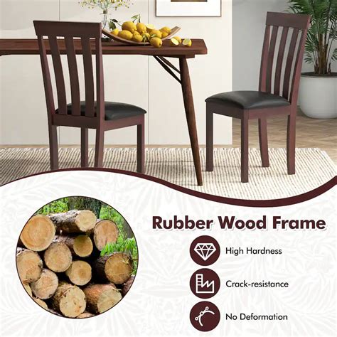 Costway Dining Chair Set Of 2 Upholstered Wooden Chairs With Padded