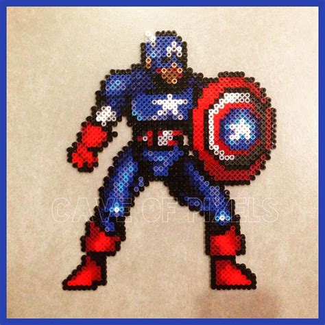 Captain America Perler Bead Sprite By Caveofpixels On Deviantart Pixel
