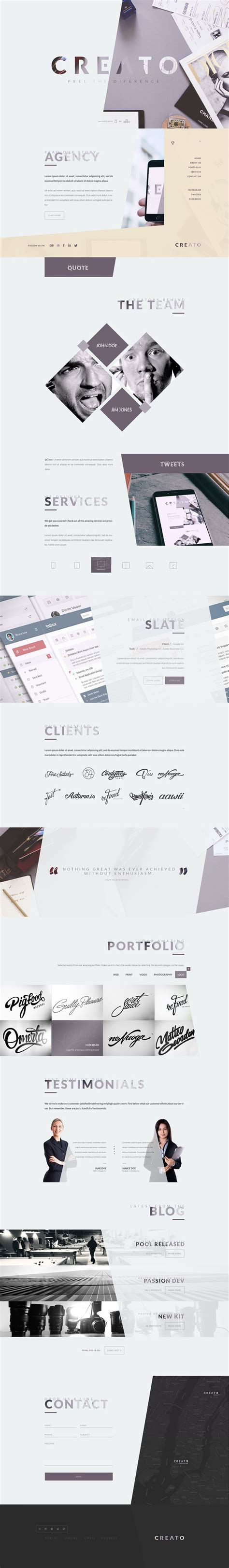 Creato Parallax Scrolling Html Template Psd Templates Web
