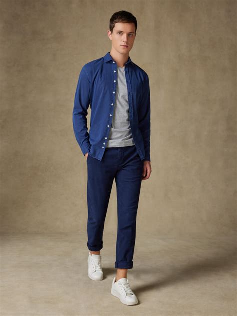 Lio Slim Fit Shirt In Navy Washed Gabardine Café Coton