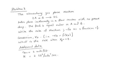 Solved Problem 3 The Elementary Gas Phase Reaction 2a B 3c
