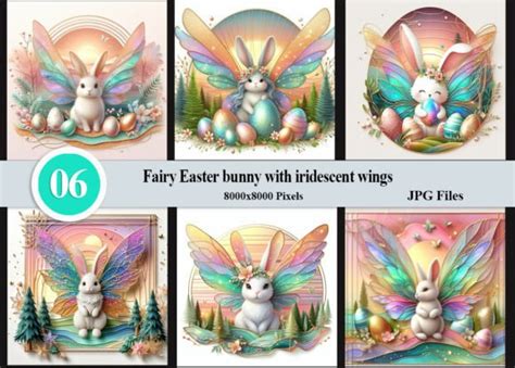 Fairy Easter Bunny With Iridescent Wings Graphic By Felicitube · Creative Fabrica