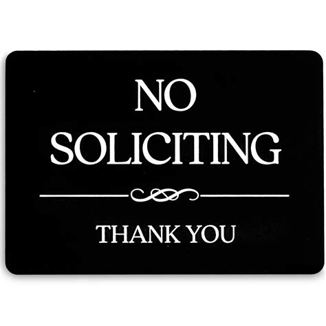 No Soliciting Sign 5 X 3 5 In Black Acrylic No Soliciting Sign For