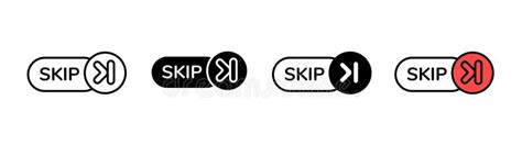 various skip buttons in different styles and colors indicating forward