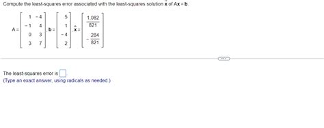 solved compute the least squares error associated with the