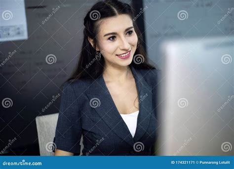Business Woman Secretary Smile Portrait And Working At Desk In The