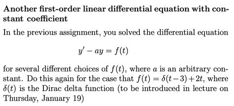 Solved Another first-order linear differential equation with | Chegg.com