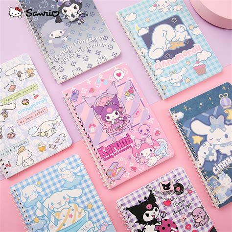 Sanrios Kuromi A5 Spiral Notebook Girls Cute Kt Cinnamoroll Kuromi