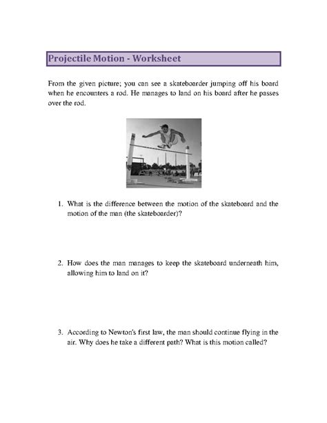 Projectile Motion Activity Sheet