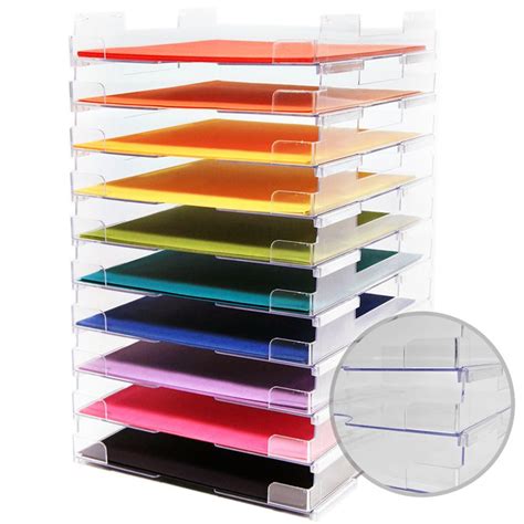 Modern 12x12 Stackable Paper Trays Clear 8 Pack Scrapbook Paper Storage Paper Storage