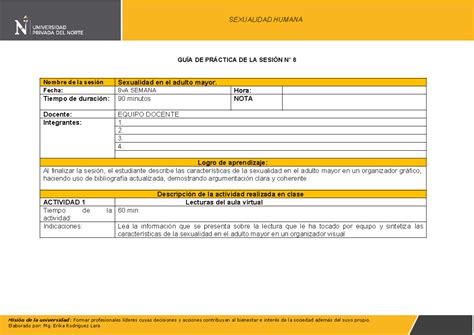 Guía de trabajo N SH guia SEXUALIDAD HUMANA Misión de la universidad Formar