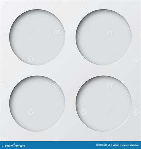 Four Of Abstract 3 Dimension Circle Frame Paper Cut On White Background Stock Vector