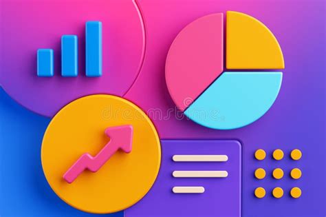 Data Visualization And Analytics Concept Colorful 3d Charts And Graph Elements 3d Rendering