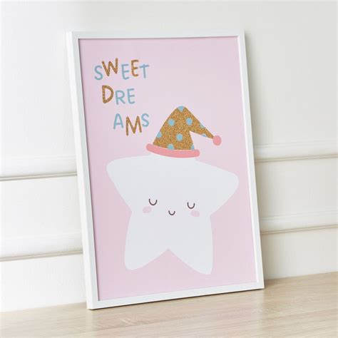 Shop Sweet Dreams Star Framed Wall Canvas With Glitter 35x45 Cm