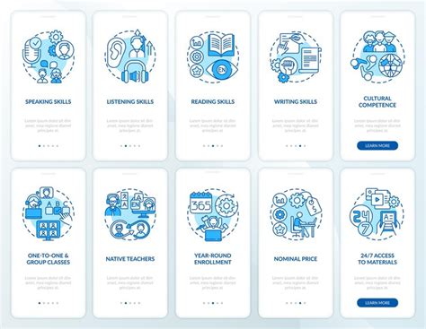 Premium Vector Language Learning Onboarding Mobile App Page Screen With Concepts Set English