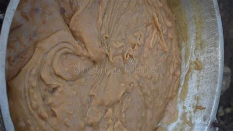 Making Dodol In Large Container Mixing With Paddle Stock Video Video