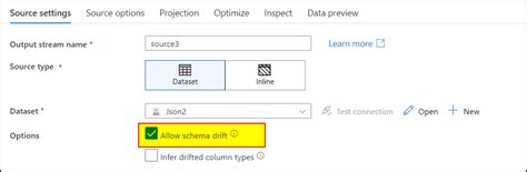 new columns not visible on inspect tab data factory pipeline