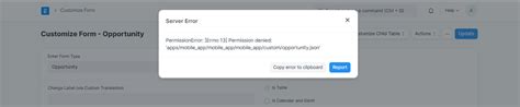 export customization permission error customize erpnext frappe forum