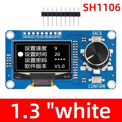 13 Inch White Oled Display With Ec11 Rotary Encoder Module I2c Interface Mikrostore