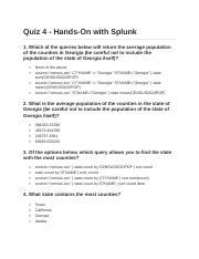 Quiz Docx Quiz Hands On With Splunk Which Of The Queries Below Will Return The