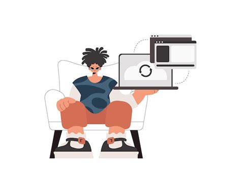 Premium Vector The Individual Is Holding A Tablet In Which Data Is Being Synchronized