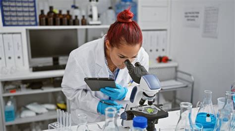 Smitten By Science Gorgeous Young Redhead Woman Scientist In Lab