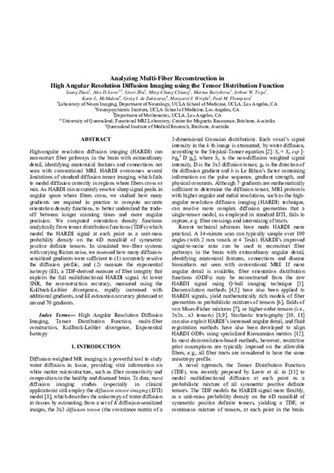 Pdf Analyzing Multi Fiber Reconstruction In High Angular Resolution Diffusion Imaging Using