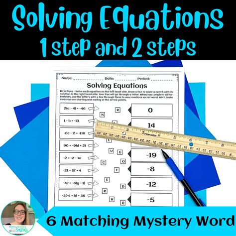 6 Solving One And Two Step Equations Matching Mystery Word Algebra Math Activities Math And