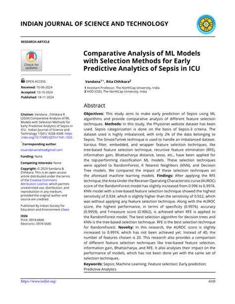 pdf comparative analysis of ml models with selection methods for