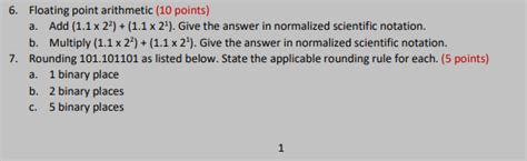 Solved 6 Floating Point Arithmetic 10 Points A Add