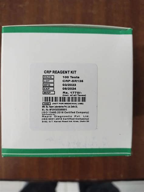 Crp Reagent Kit For Hospital Packaging Size 100t At ₹ 800 Piece In Jalandhar