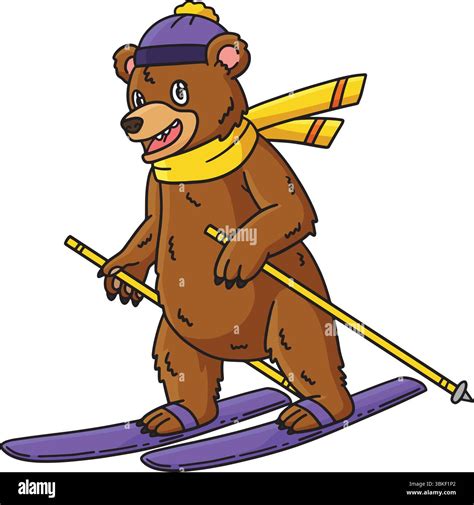 Skiing Bear Cartoon Colored Clipart Illustration Stock Vector Image And Art Alamy