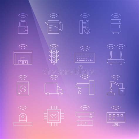 Set Line Smart Tv System Robotic Robot Arm Hand Factory Router Wi Fi Signal Thermometer