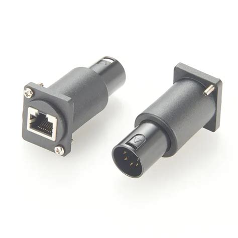 Chassis Mount Rj45 Female Socket To Xlr 5 Pin Male Dmx Adapter Chassis