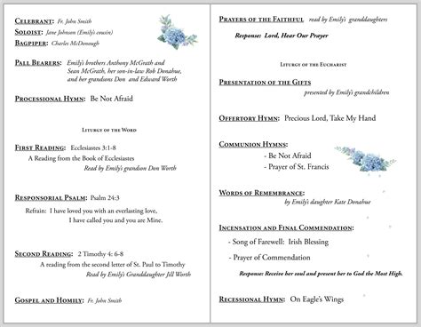 Hydrangea Watercolor Funeral Mass Programs Mass Booklets