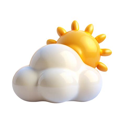 Cartoon Sun And Cloud Partly Sunny Weather Icon 3d Render Illustration
