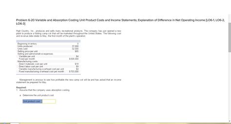 solved problem 6 20 variable and absorption costing unit